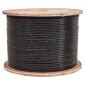 Vertical Cable Cat6, UTP, Gel Filled (Flooded Core), Direct Burial, 1000ft, Black, Bulk Ethernet Cable