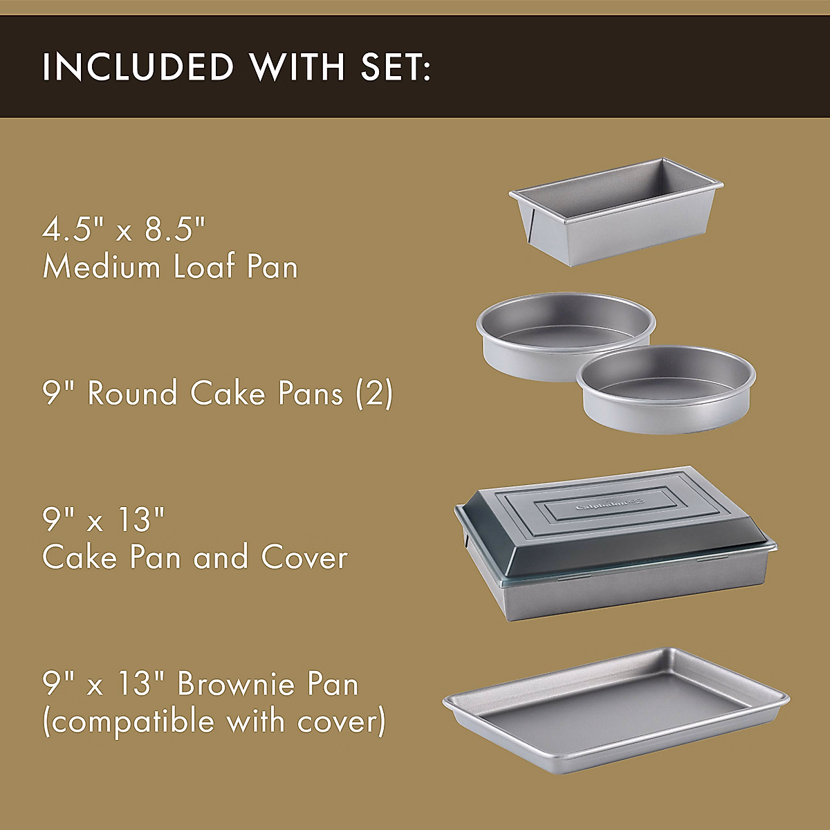 Calphalon 13-Piece Pots and Pans Set, Black & Nonstick Bakeware Set, 10-Piece Set Includes Baking Sheet, Cookie Sheet, Cake Pans, Muffin Pan, and More, Dishwasher Safe, Silver