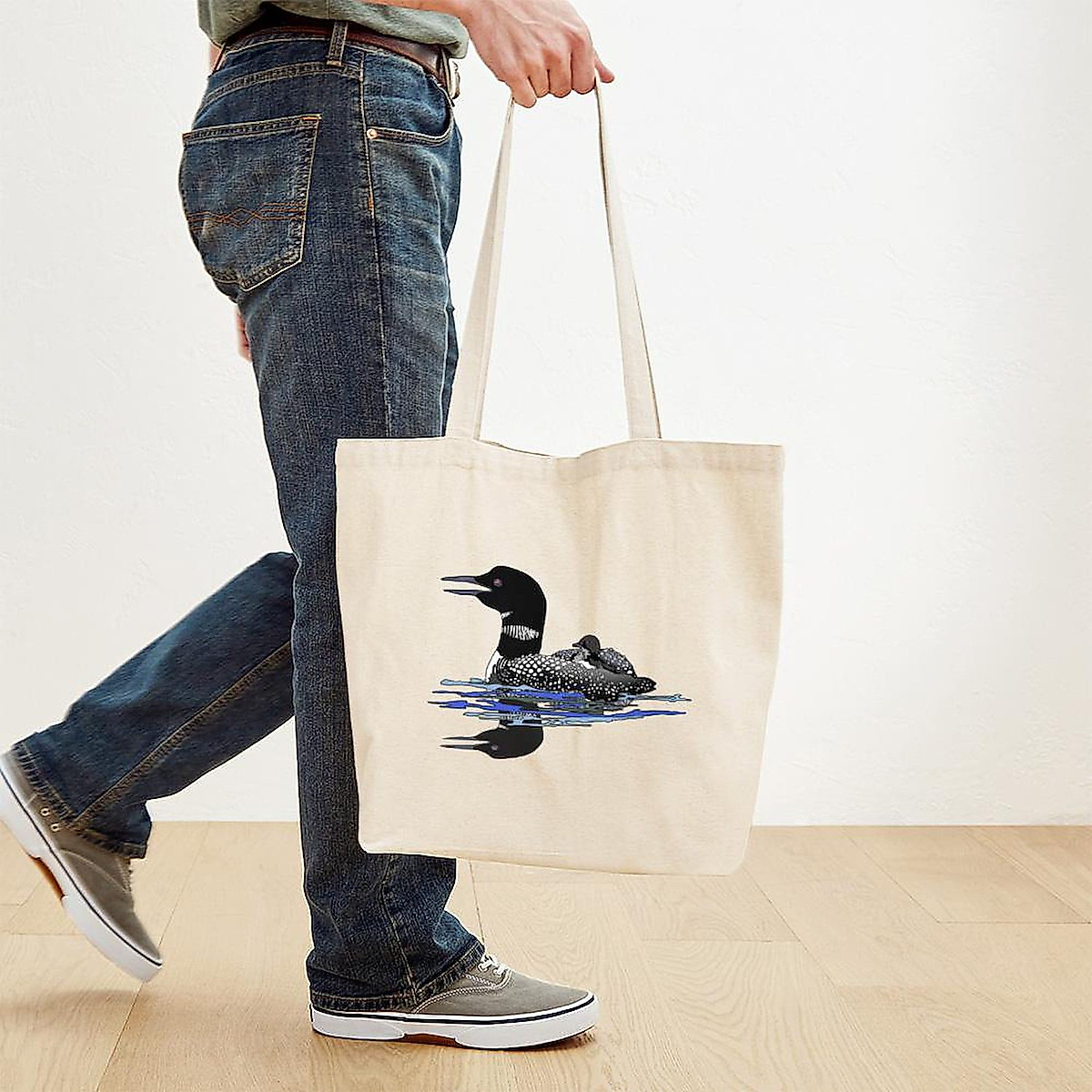 CafePress Calling Loon Tote Bag Natural Canvas Tote Bag, Reusable Shopping Bag