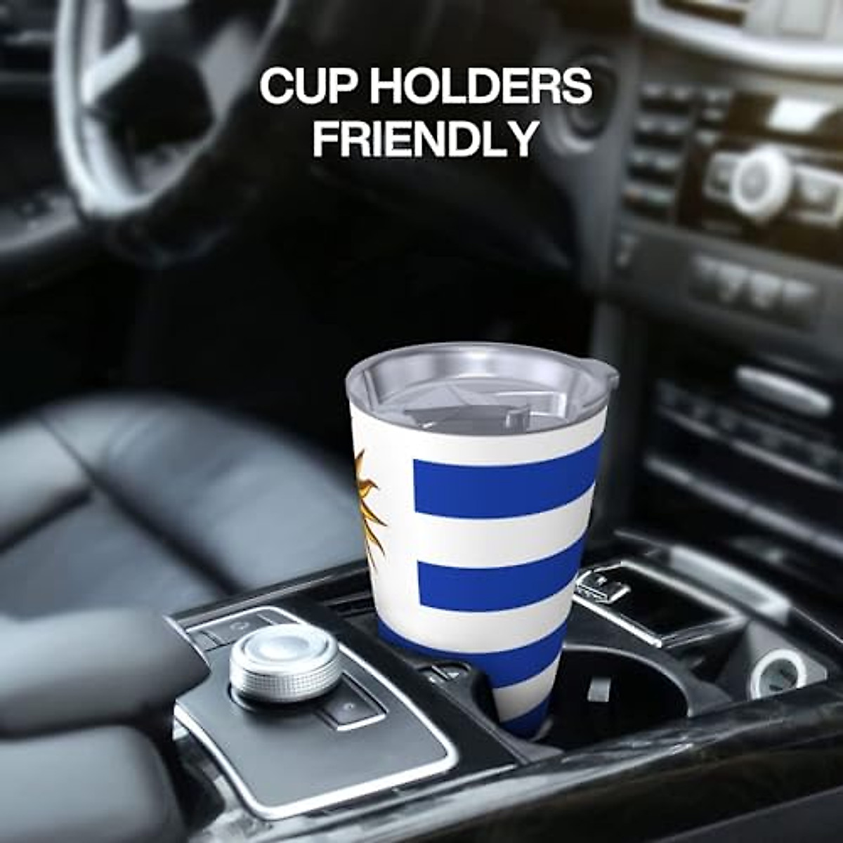 WXZYFP Car cup (single silver rim), can use a straw or drink directly, easy to use.Flag of Uruguay