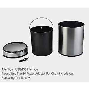 TekMango 12L Smart Touchless Sensor Trash Can for Home Kitchen Bedroom Living Room, 3 Gal Automatic Trash can for Office Hotel Restaurant Resort, Stainless Steel Infrared Motion Dustbin - Silver