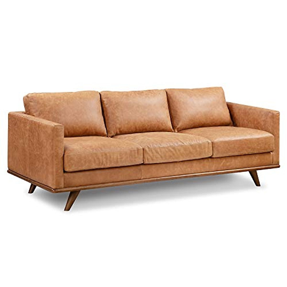 POLY & BARK Nolita Sofa in Full-Grain Pure-Aniline Italian Leather, Cognac Tan