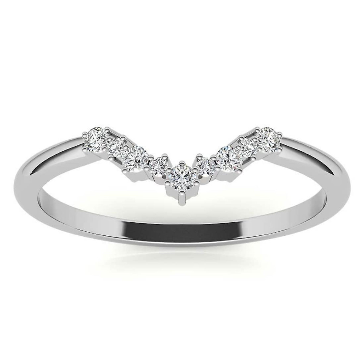 Bhumi Gems Round Curved Moissanite Wedding Band, Engagement Bridal Ring, Half-Eternity Stackable Matching Dainty Comfort Fit Handmade Jewelry Anniversary Band