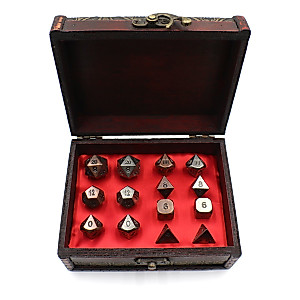 Twin Role Playing Metal Dice Sets with Storage Chest for Tabletop Games