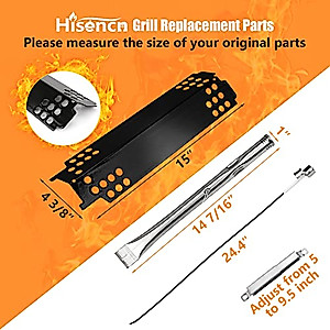 Hisencn Grill Replacement Parts for Charbroil 463436215, 463436214, 463436213, 463439915, 467300115, 463439914, 461372517, G432-Y700-W1, G432-0078-W1, Grill Burner, Heat Plate, Crossover Tube