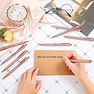 12 Pcs Quotes Sparkly Fancy Pen Inspirational Rose Gold Glitter Ballpoint Pen with Motivational Messages Pretty Cute Pens Metal Inspirational Pen Set Black Ink Pens Writing Pens (Inspirational Style)