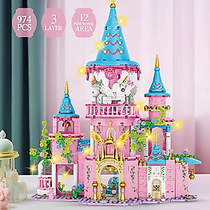 JIETENGFEI Girls Castle Princess Building Blocks House Crystal & Sleigh with Palace Bricks Construction Play Kit for Kids Christmas Birthday Gift Present 6.7.8.9.10.11.12 Years and Up