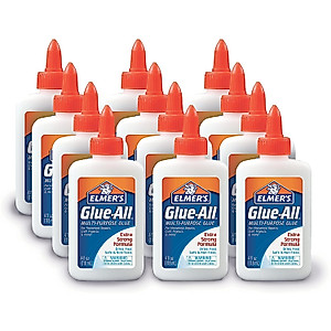 Elmer's Glue-All Multi-Purpose Liquid Glue, Extra Strong, Make Slime and Bond Materials Like Paper, Fabric, Wood, Ceramics, Leather, and More 4 Oz, Pack of 12, White