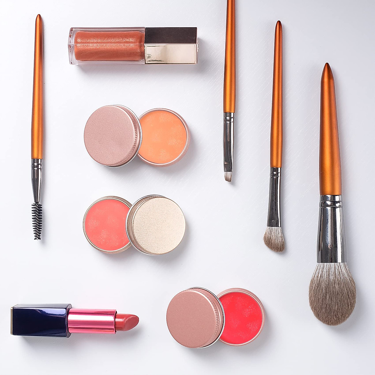 0.5 oz Screw Top Aluminum Tin Jar with Screw Lid and Blank Labels (Rose Gold - Pack of 32)