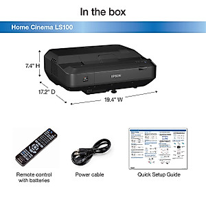 Epson Home Cinema LS100 3LCD Ultra Short-throw Projector, Digital Laser Display with Full HD and 100% Color Brightness