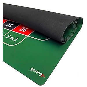 The Gaming Mat Company Roulette Table Mat for Casino Home Game Nights- Deluxe Vegas Roulette Table 35.5" x 71" x 0.12"- Big Mats Smooth Fabric Topper- Space for A Roulette Wheel- Double & Single Zero
