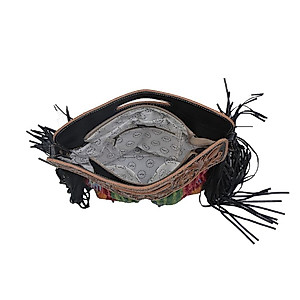 Myra Bag Jardin Hand-Tooled Bag Upcycled Cotton & Leather S-3057