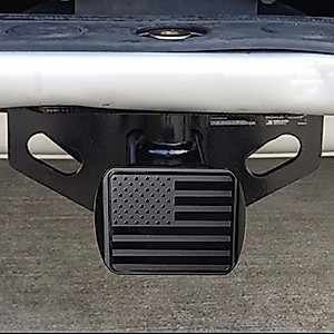 American Flag Hitch Cover- Metal USA Flag Trailer Hitch Cover - Patriotic Flag Plug Hitch Cover(Fits 2" Receivers, Black)