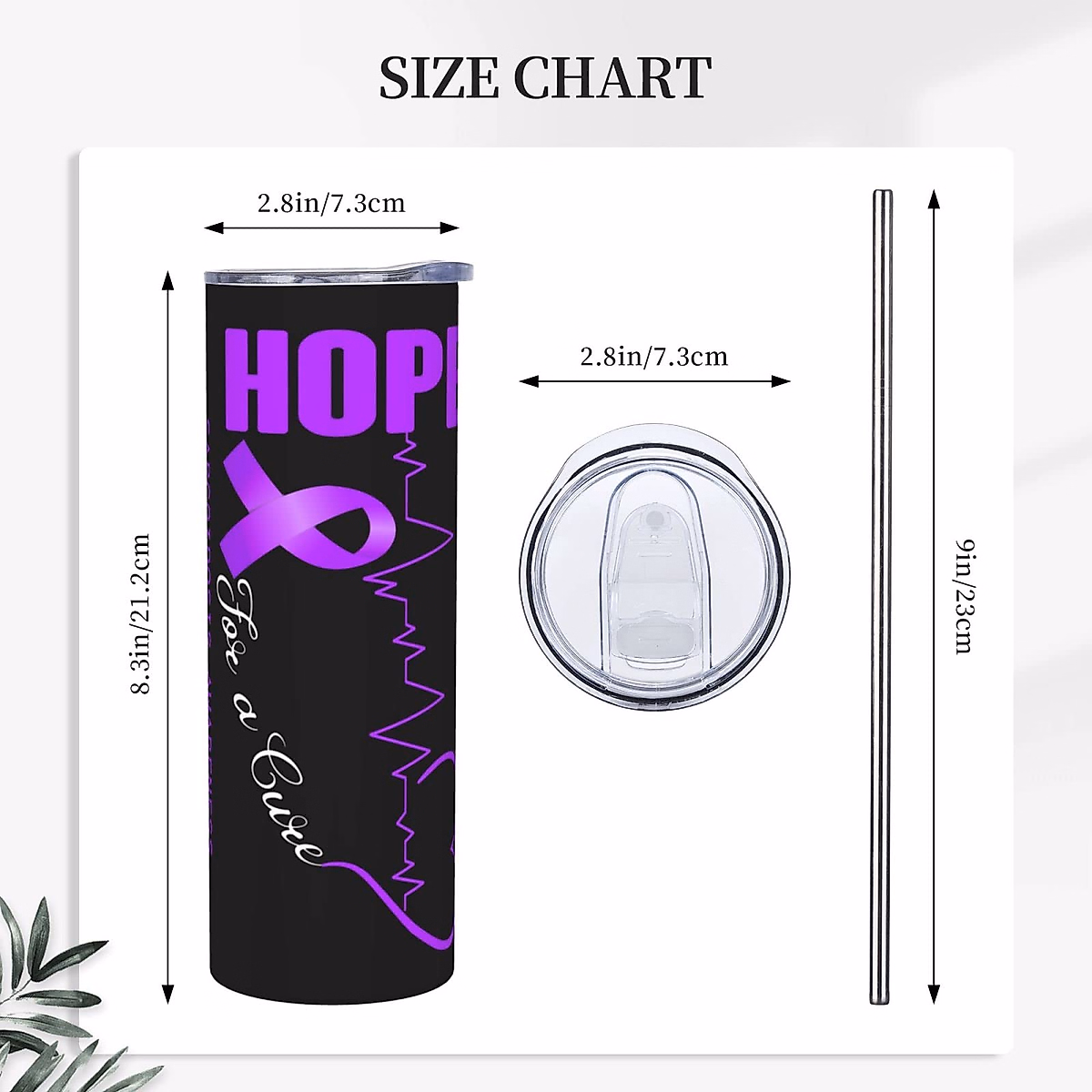 LIICHEES Hope For A Cure Sarcoidosis Awareness Stainless Steel Vacuum Insulated Tumbler 20oz Coffee Cups Travel Mug Water Cup with Leak-Proof Flip Lid Metal Straw Cleaning Brush