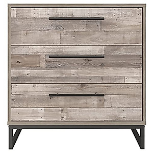 Signature Design by Ashley Neilsville Industrial 3 Drawer Chest of Drawers, Whitewash