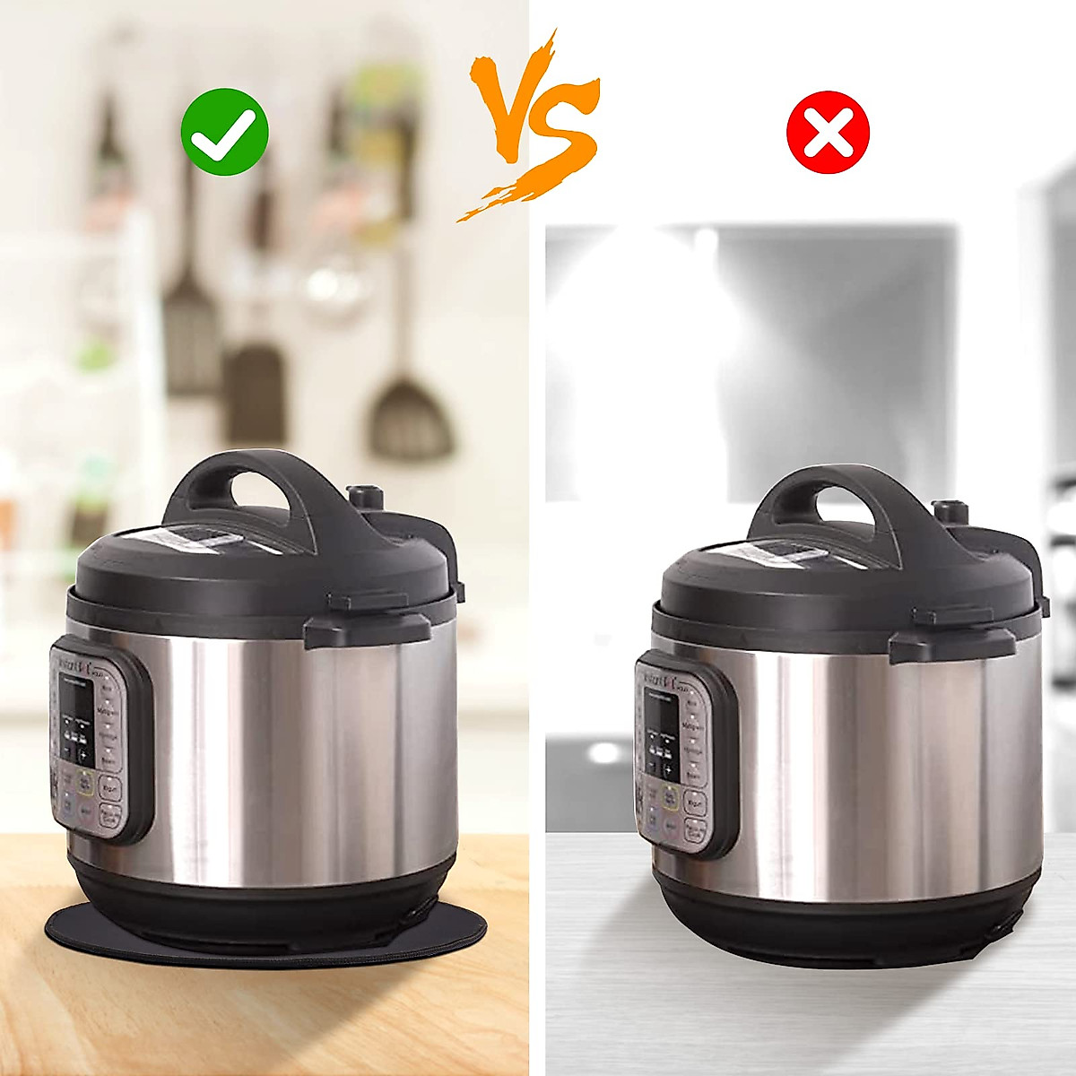 Sliding Mats for Ninja Foodi and Instant Pot,Kitchen Appliance Sliding Round Mats,Slide Mats for Moving Small Appliances Coffee Makers, Pressure Cooker,Air Fryer, (Rubber, 15 inch Diameter)