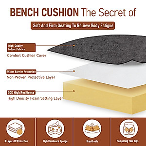 Focuprodu Bench Cushion 42 inch, Patio Furniture Cushions, Personalized Custom Non-Slip Durable Window Cushions Chair Cushions. (42x18x2.5, Dark Grey)