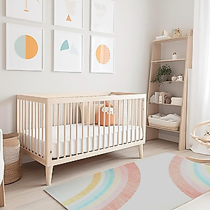 RUG BRANCH Soft Steps Playtime 5' x 7' (5'3" X 7'7") Non-Toxic, Child and Pet Safe, Rainbow Playmat - Indoor Area Rug for Kids, Pink Cream - Playroom, Nursery, and Children Bedroom
