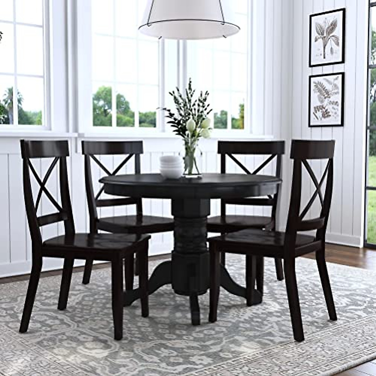 Classic Black 5 Piece 42" Round Dining Set by Home Styles