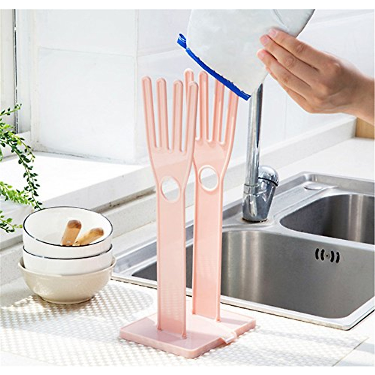 2 Pieces Kitchen Rubber Gloves Racks Drain Towel Storage Holders Home Cleaning Tool Drying Rack Sink Accessories
