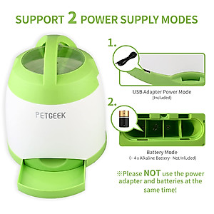 PETGEEK Treat Dispenser Dog Toys, Automatic Pet Feeder with Dual Power Supply and Remote Control, Dog Puzzle Toys and Interactive Dog Toys in One for Indoor or Outdoor Play(Green)