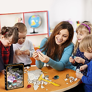 GobiDex Gemstones Dig Kit, Science Kit for Kids STEM Educational Toys, Excavate 12 Real Gems, Rock and Archaeology Geology Kit, Toys for 4 5 6 7 8 9 10 11 12 Year Old Boys & Girls