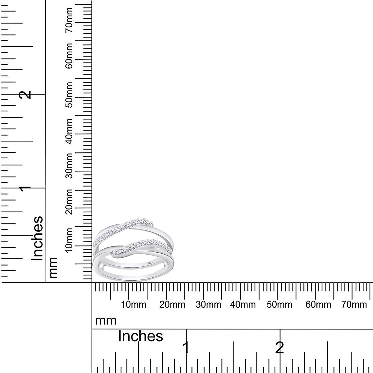 SAVEARTH DIAMONDS 3/10 ct t.w Round Cut Lab Created Moissanite Diamond Infinity Bypass Enhancer Guard Ring For Womens In 14K White Gold Over Sterling Silver(VVS1 Clarity 0.30 Cttw)-8