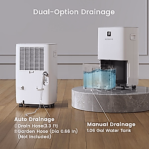 Kesnos 80 Pints Energy Star Dehumidifier for Home & Basement with Drain Hose, Front LED Display and 1.06 Gal Water Tank, Ideal for Spaces up to 5,500 Sq. Ft., Featuring Auto Defrost & Timer Function