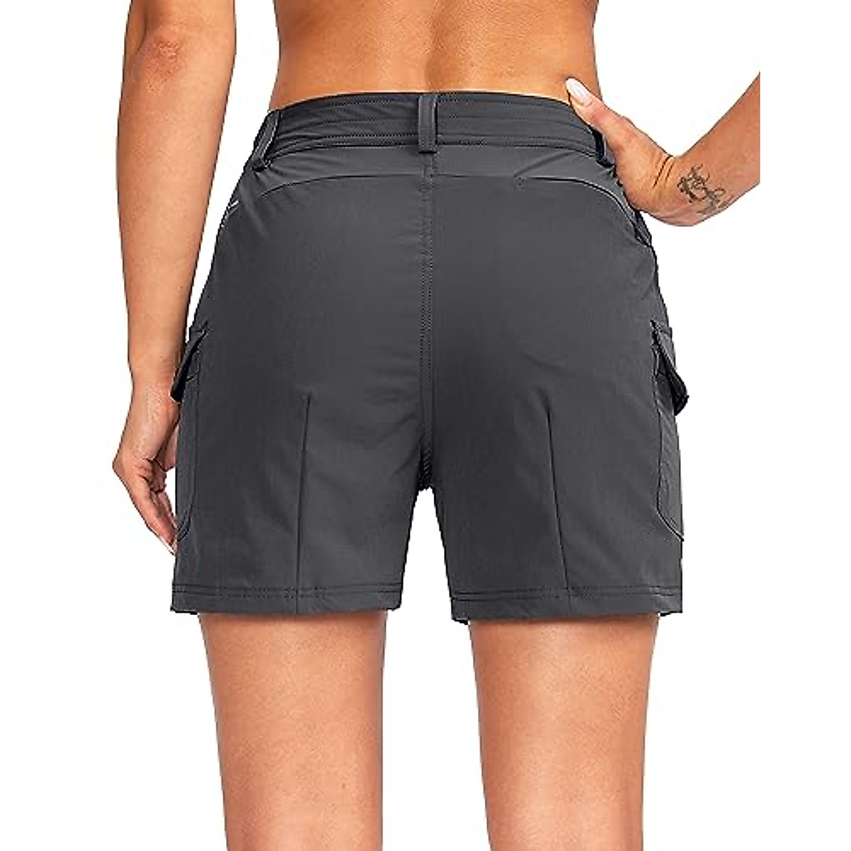 Pudolla Women's Golf Hiking Shorts 4.5" Quick Dry Summer Shorts for Women Work Travel Walk Outdoor with Pockets(Dark Grey XX-Large)