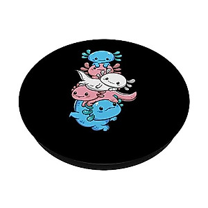 Subtle Transgender Pride Flag Kawaii Axolotl LGBTQ Trans PopSockets Standard PopGrip