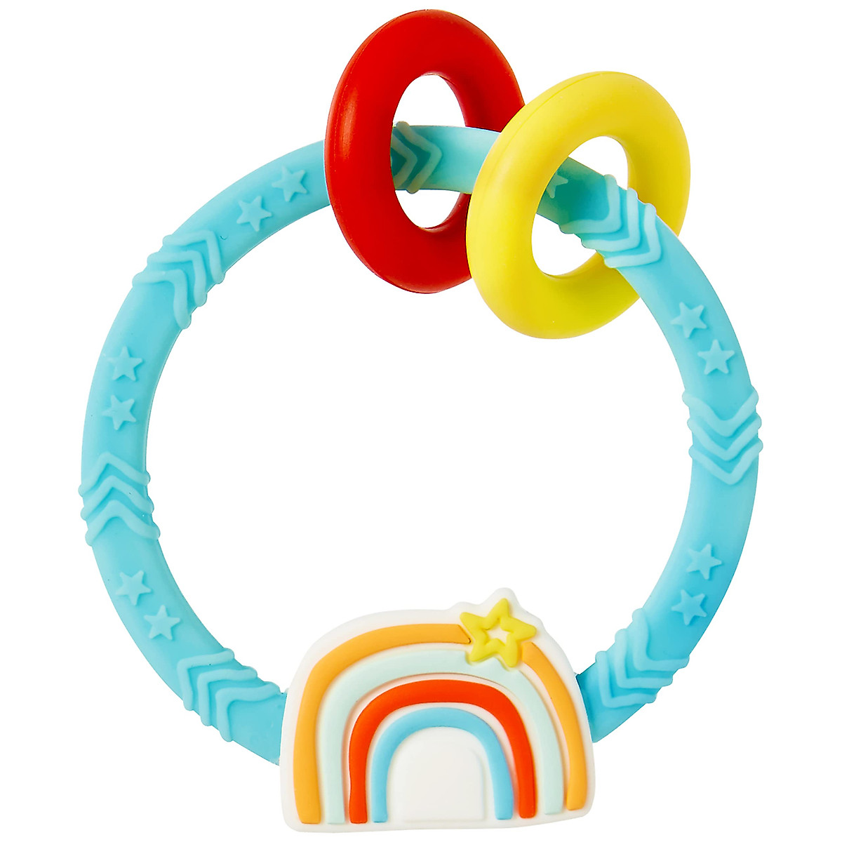 C.R. Gibson BTEE-24550 Colorful Rainbow Ring 100% Food Grade Silicone Teether for Babies, 3.15" W x 3.25" L, Multicolor