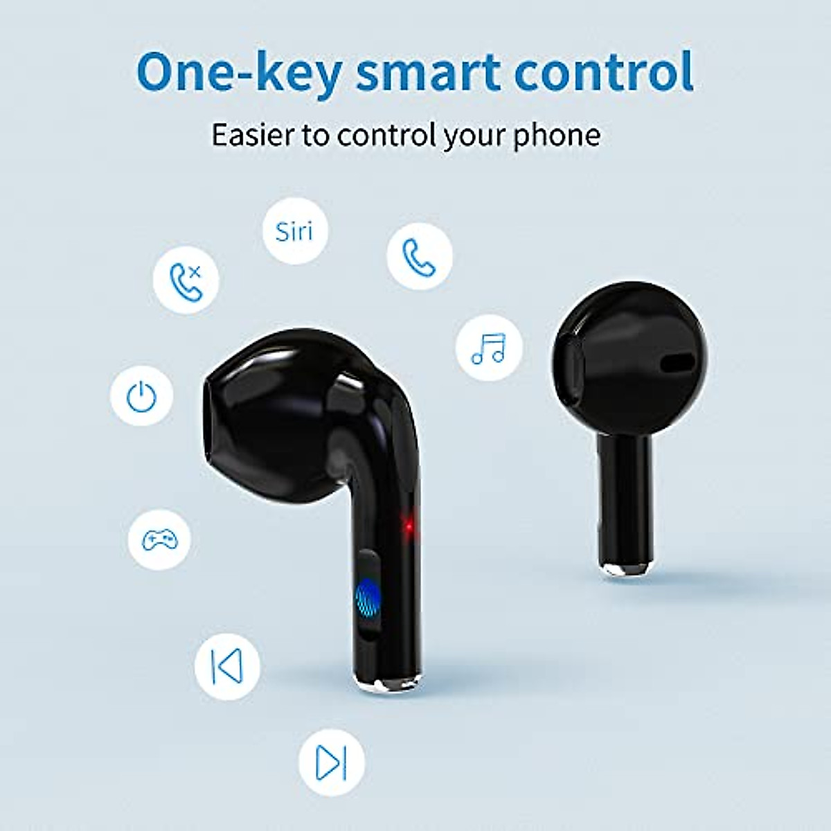 Tiny Wireless Earbuds Bluetooth Wireless Headphones 5.0 IPX5 Waterproof HiFi Stereo Noise Reduction Cordless Bluetooth Earbuds for Small Ears LED Display USB-C Black Earbuds for iPhone Android