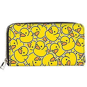 Qwalnely Cute Duck Wallet Leather Phone Money Credit Card Holder with Durable Zipper Purse Gifts for Women Girl