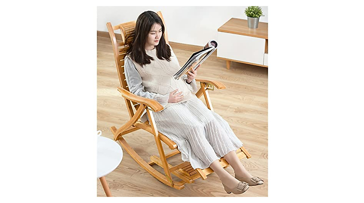 Oversized Wooden Rocking Chair - Ergonomic & Foldable