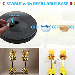 Balloon Column Stand Kit Set of 2, 1.3ft-5ft Adjustable Metal Pillar Balloon Stand with Base for Floor and Table Centerpieces for Birthday Party Wedding Christmas Halloween Decorations Black