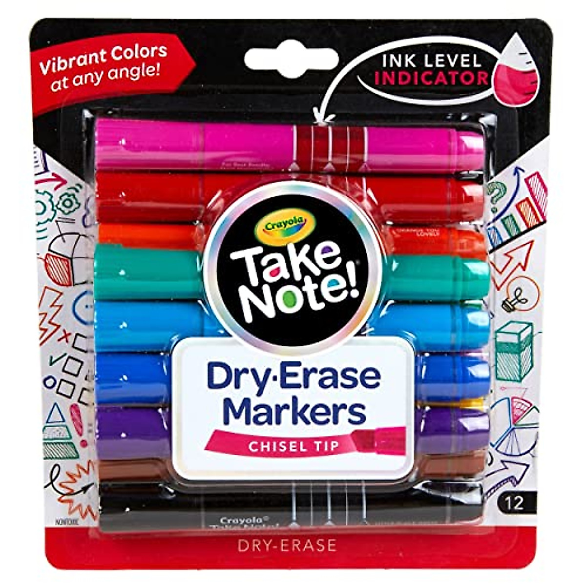 Crayola Low Odor Dry Erase Markers for Kids & Adults, Chisel Tip, Back To School Supplies, 12 Count