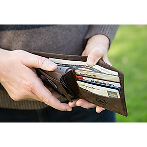 Stealth Mode Brown Leather Bifold Wallet for Men With ID Window and RFID Blocking, One Size