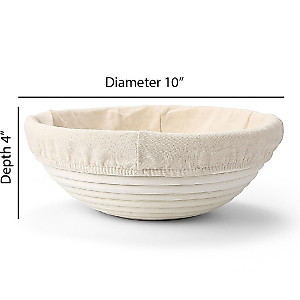 Saint Germain Bakery Premium Round Bread Banneton Basket with Liner - Perfect Brotform Proofing Basket for Making Beautiful Bread (10 inch)