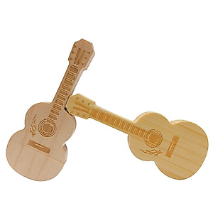 Chauuxee Guitar USB Flash Drive Thumb Drives Pendrive 2Pack Made of Maple and Bamboo for Students Business Gifts (2Pack 64GB)