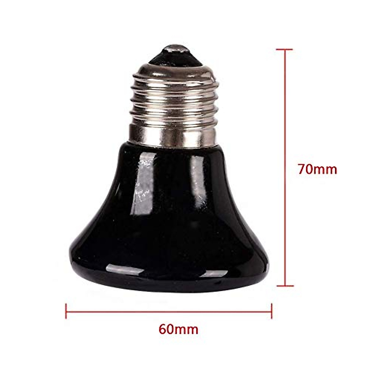 MaoTopCom 25 Watt Mini Black Reptile Heat Lamp Bulb 2 Pack 25W 60MM Pet Infrared Ceramic Heat Emitter for Brooder Coop Lizard Lambs Snake No Light, AC 110V