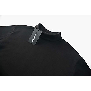 jonivey Mens Basic Turtleneck Long Sleeve Lightweight Soft Casual Knit Fitted Thermal T-Shirt Pullover Tops (03Black,L)