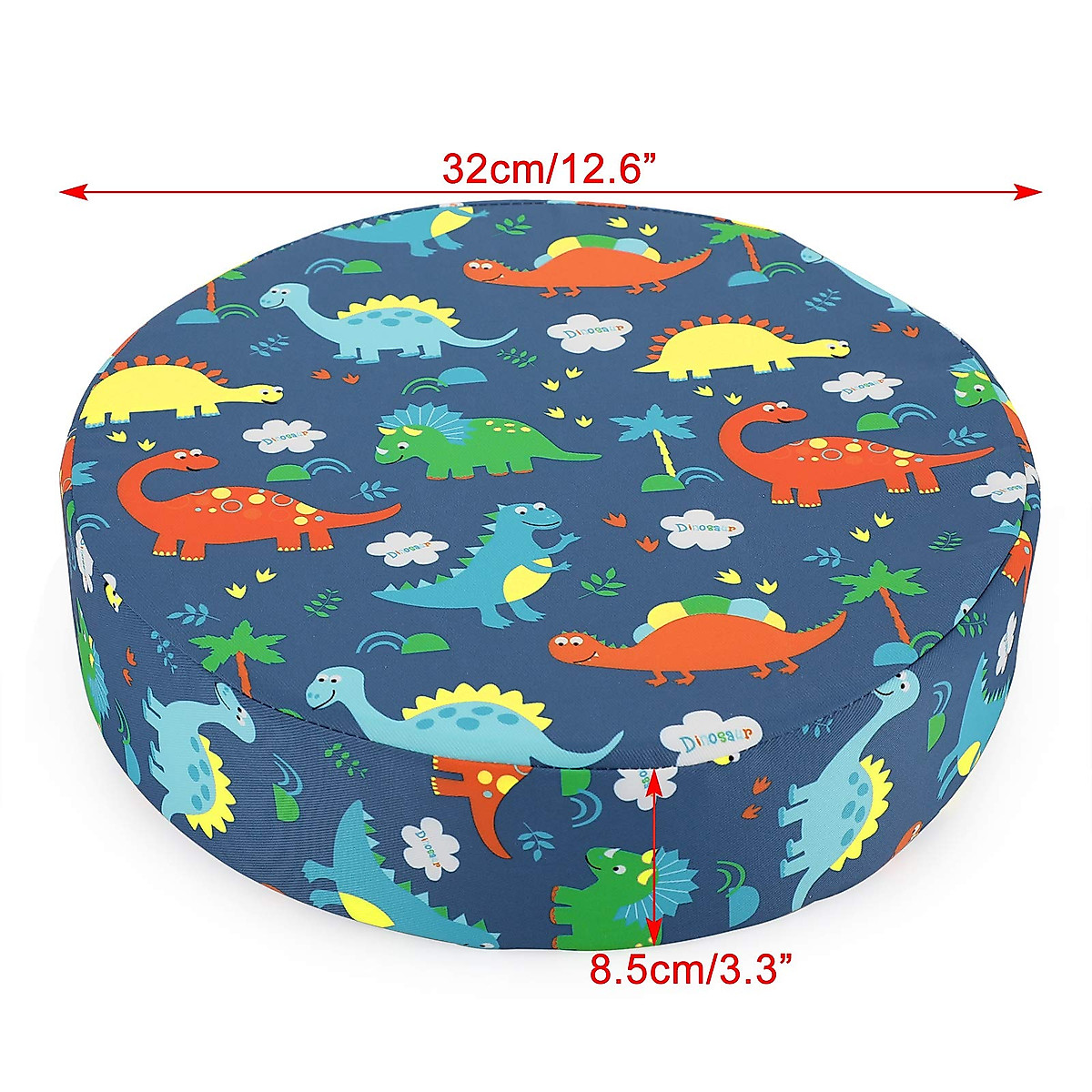 Sumnacon Round Chair Increasing Cushion - Baby Toddler Kids Infant Portable Dismountable Highchair Booster Cushion Washable Thick Chair Seat Cloth Straps (Dinosaur Blue)