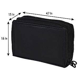 Leatherboss Genuine Leather Rfid Safe Double Zipper Accordion Wallet Organizer For Men Women, Black