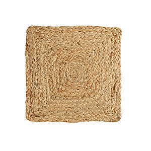 Natural Jute Placemat Set of 4 - Square 13 Inch Decorative Reversible Braided Hand Woven Charger for Dinner Table Décor Farmhouse Christmas Wedding Family Gathering Party and Everyday Use