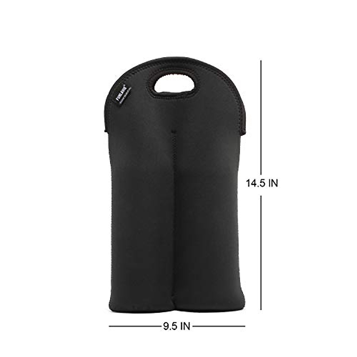 2 Bottles Wine Bag Wine Totes Neoprene Wine Sleeve Tote for Wine,Water, Champagne, Beer, Baby Bottles 14.5 x 9.5 Inches,Black - FUNLAVIE