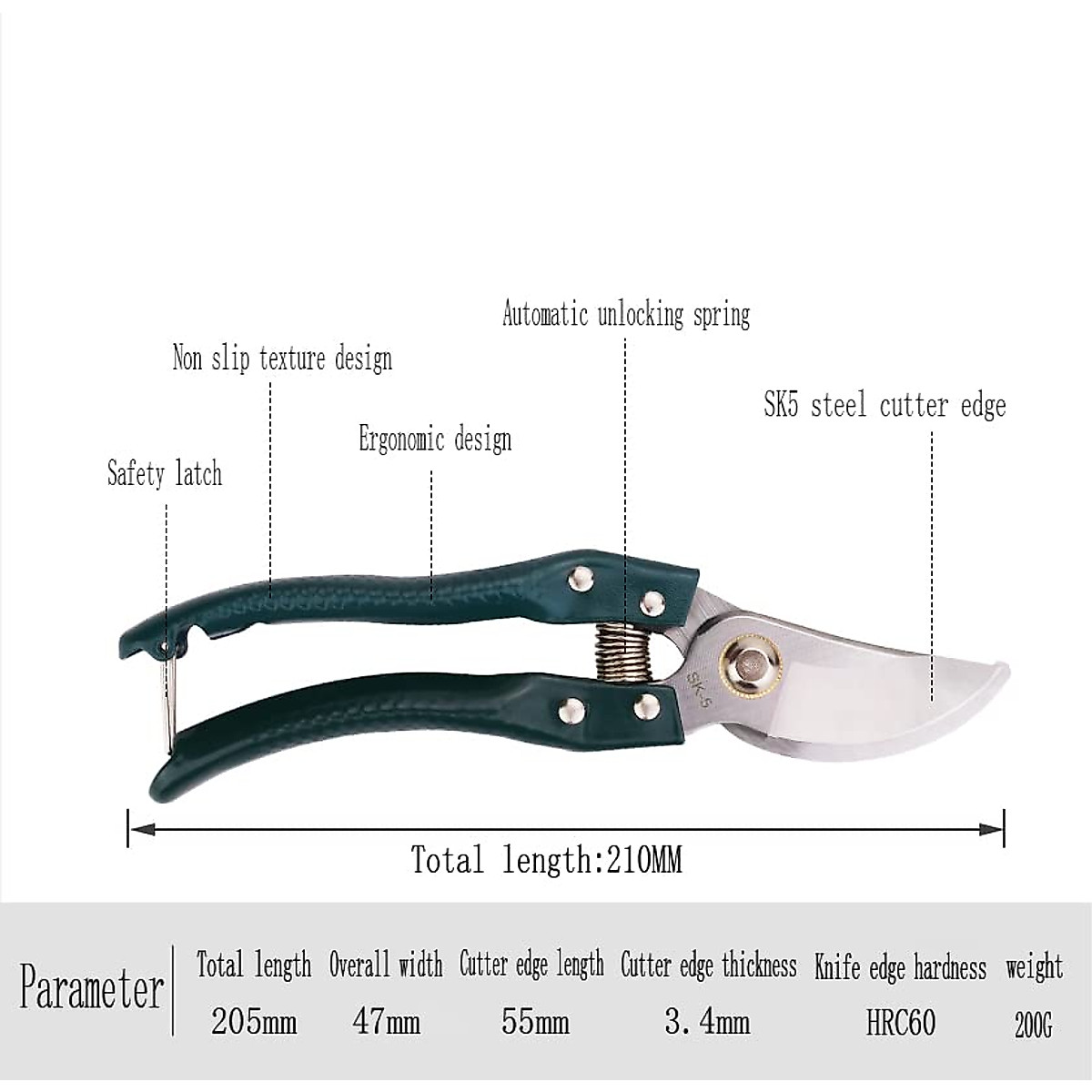 Tree Trimmers, Garden Scissors, Manual Trimmers, Branch, Hedge, Shrub and Bush Trimmers, Razor Sharp Bypass Cutters, Flowers, Household Plants, Bonsai or Garden Repair Gardening Tools