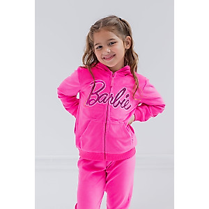 Barbie Little Girls Velour Zip Up Hoodie Pants Outfit Set Pink 7-8