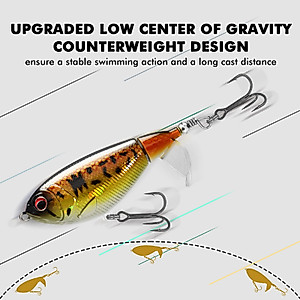TRUSCEND Fishing Lures for Bass Trout Double Floating Rotating Tail Whopper Swimbaits Bass Lures Freshwater Saltwater Bass Fishing Plopper Lures Kit Lifelike Teasers Fishing Gifts for Men