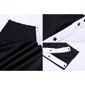 THWEI Mens Tear Away Basketball Pants Casual High Split Snap Button Post Surgery Sweatpants Black M