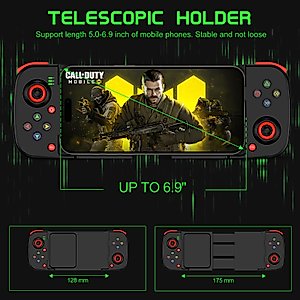 Joso Wireless Game Controller for iOS, Android, PC, Bluetooth Gamepad Joysticks for iPhone13/12/11/X, iPad Mini/Air/Pro, Mac, MacBook, Tablets, Samsung Galaxy, Steam, COD Mobile, Apex - Direct Play